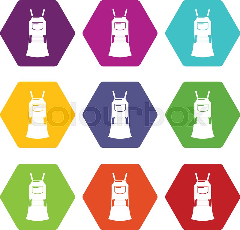 Girl dress icons 9 set coloful ... | Stock vector | Colourbox