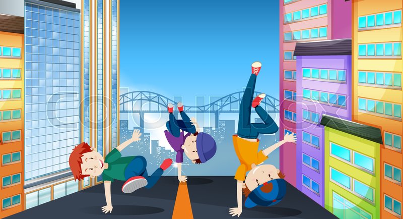 Kids in a Street Dance illustration | Stock vector | Colourbox