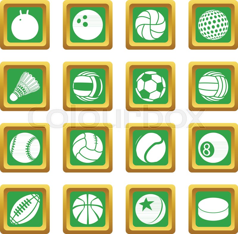 Sport balls icons set vector green ... | Stock vector | Colourbox