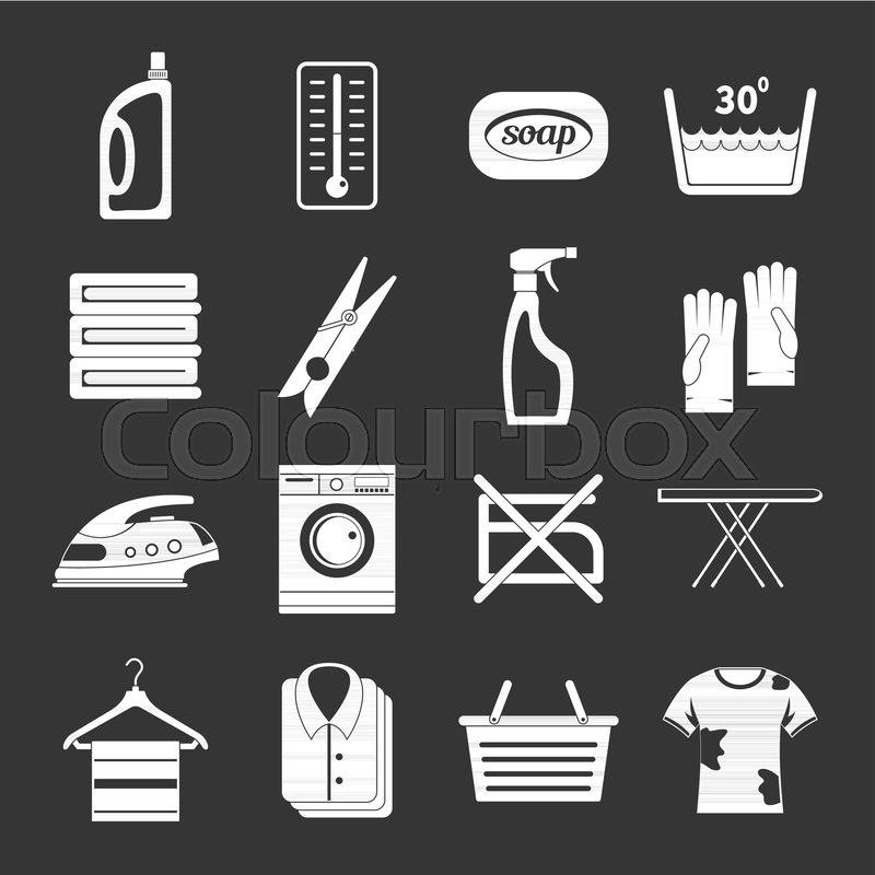 Laundry icons set vector white ... | Stock vector | Colourbox