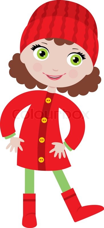 Little girl in a coat | Stock vector | Colourbox