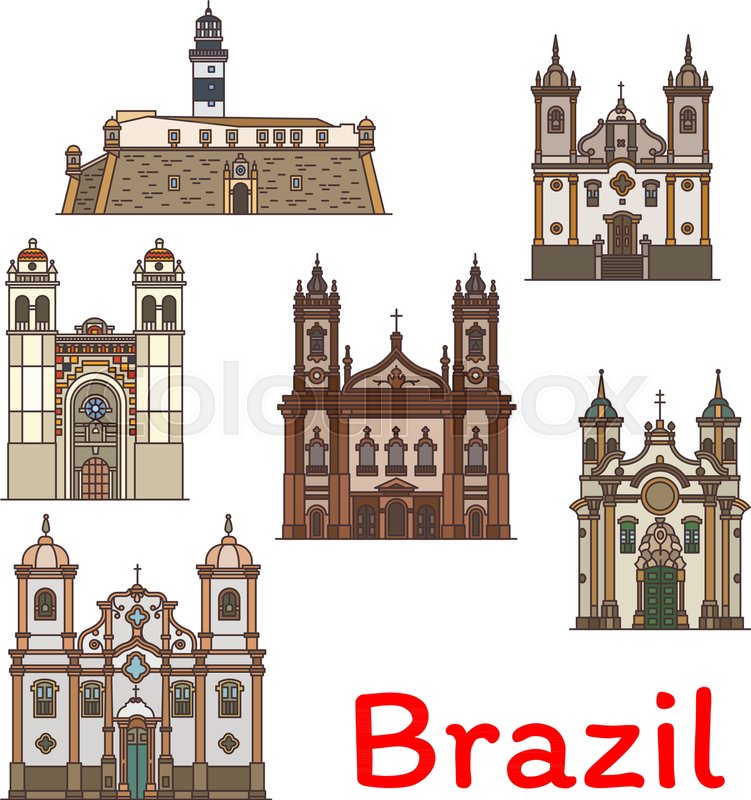 Brazilian travel landmark icon of ... | Stock vector | Colourbox