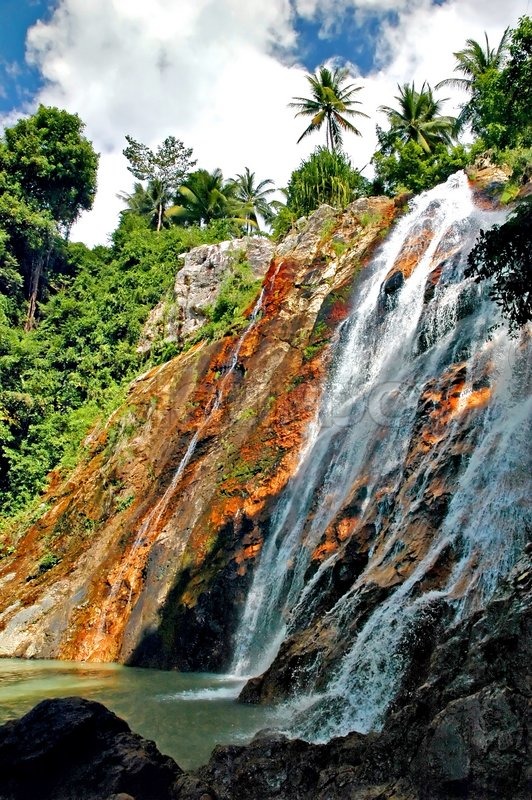 Waterfall on the island of Koh Samui in ... | Stock Photo | Colourbox