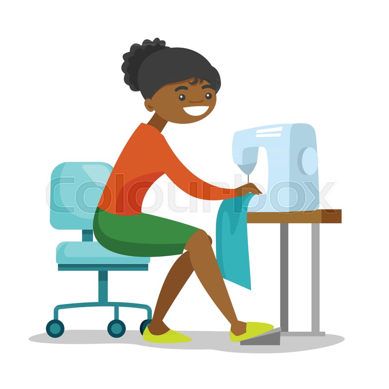 African American Seamstress Sewing On Stock Vector Colourbox