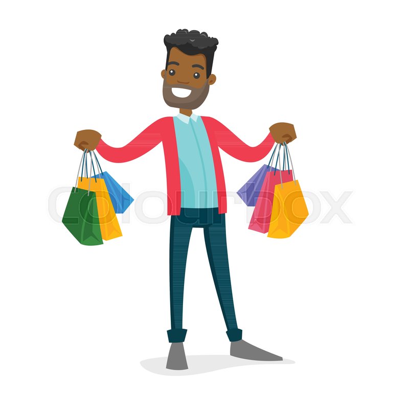Happy african-american consumer ... | Stock vector | Colourbox