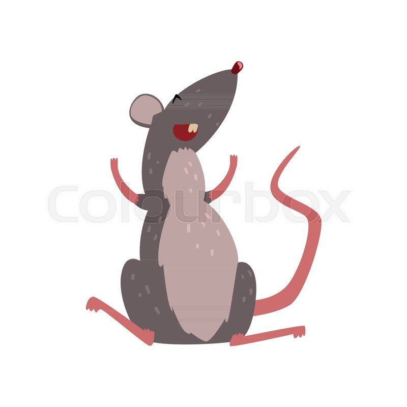 Cute grey mouse laughing, happy rodent ... | Stock vector | Colourbox
