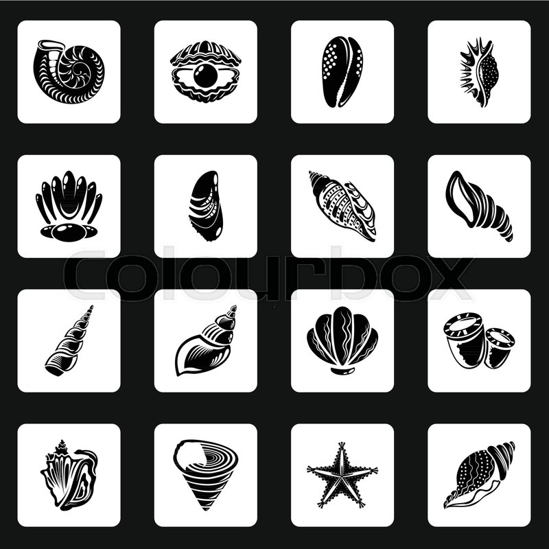 Tropical sea shell icons set. Simple ... | Stock vector | Colourbox