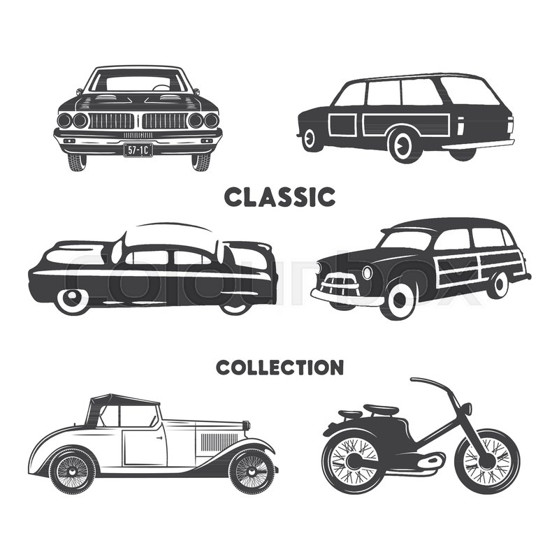 Classic cars, vintage car icons, ... | Stock vector | Colourbox