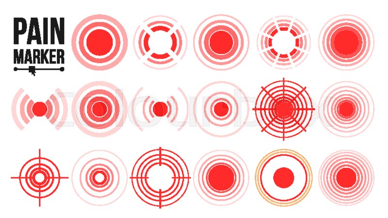 Pain Symbol Set Vector. Round Medical ... | Stock vector | Colourbox