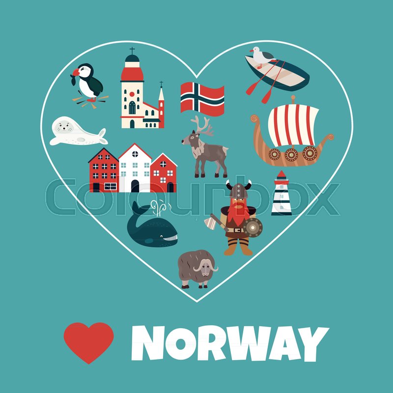 Set of Norway landmarks. Vector ... | Stock vector | Colourbox