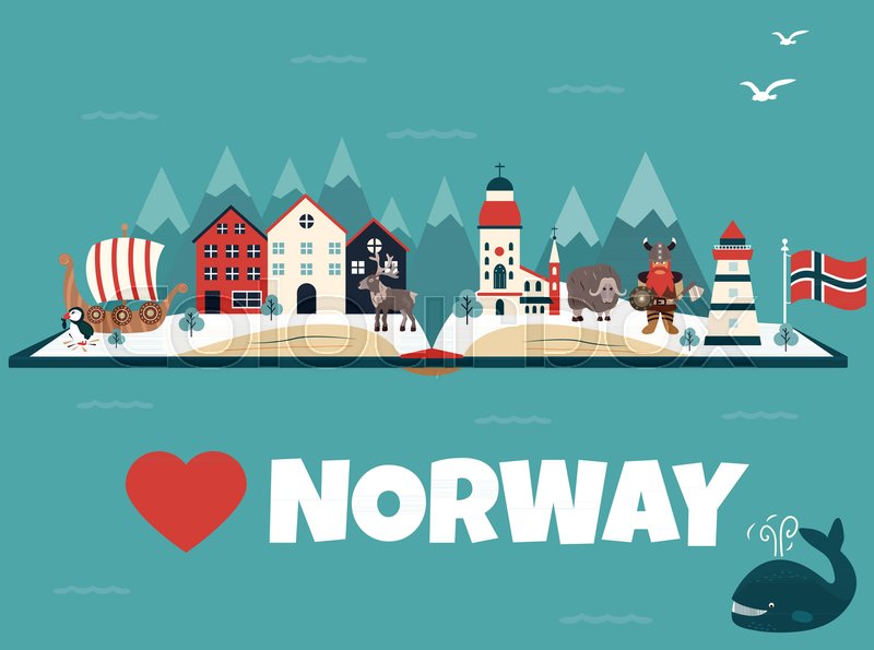 Set of Norway landmarks. Vector ... | Stock vector | Colourbox
