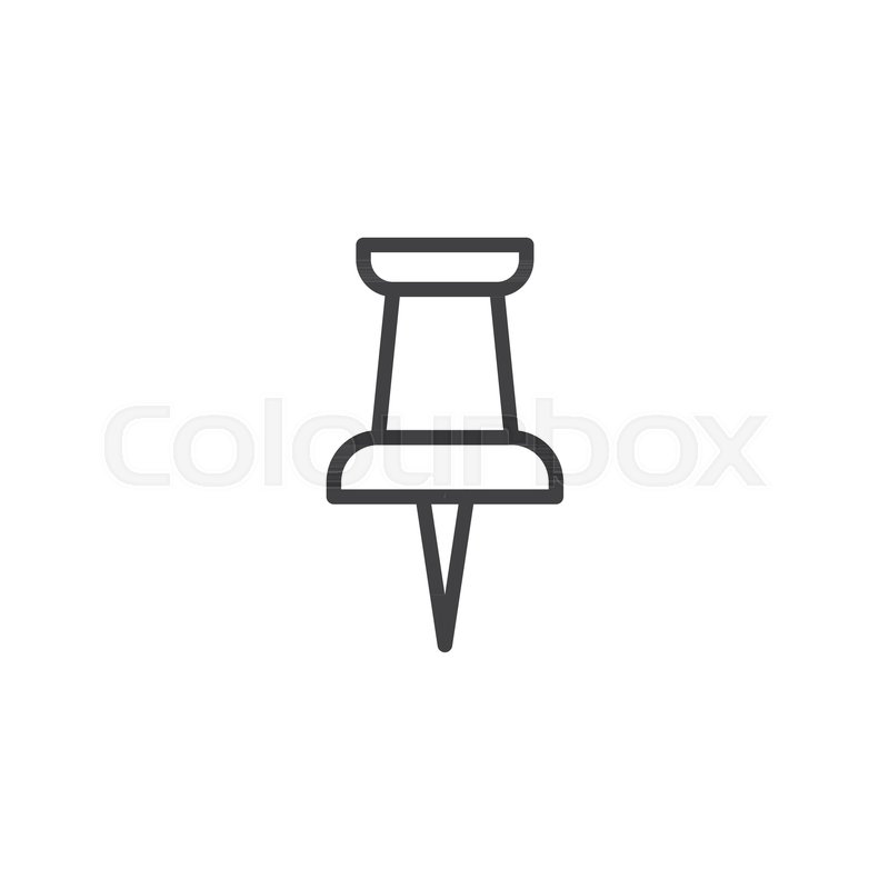 Paper push pin outline icon. linear ... | Stock vector | Colourbox