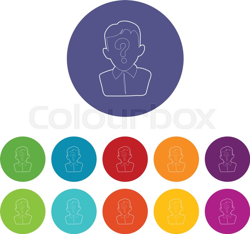 Man question icons color set vector ... | Stock vector | Colourbox