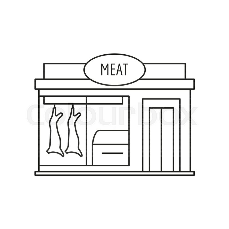 Meat Store front icon. Outline Meat ... | Stock vector | Colourbox