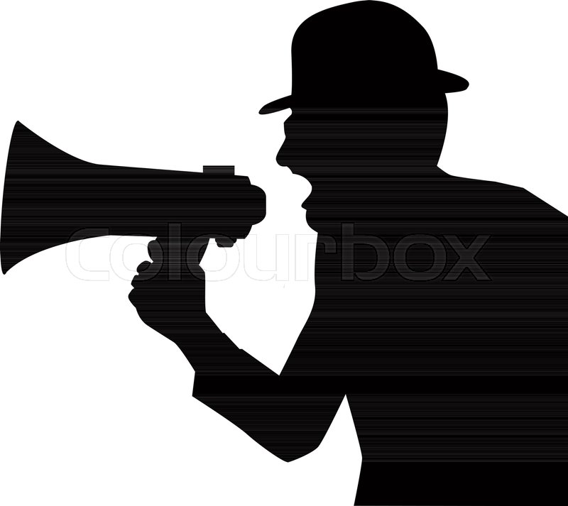 Man with loud hailer | Stock Vector | Colourbox