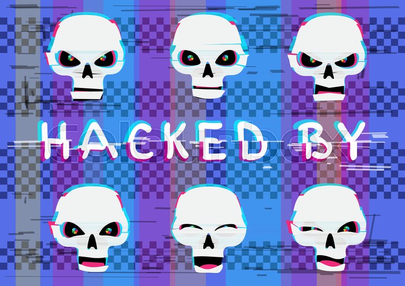 Glitch hacker skulls set with hacked ... | Stock vector | Colourbox