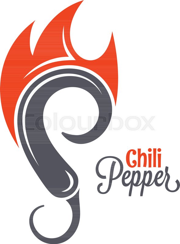 Chili pepper fire logo. Hot spicy food ... | Stock vector | Colourbox