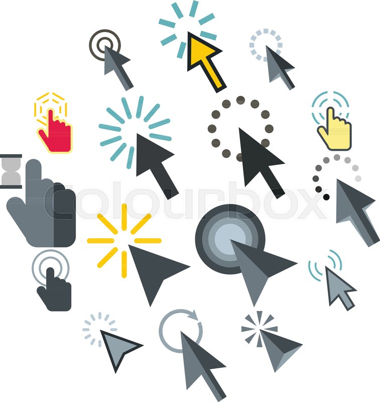 Flat mouse pointer icons set. ... | Stock vector | Colourbox
