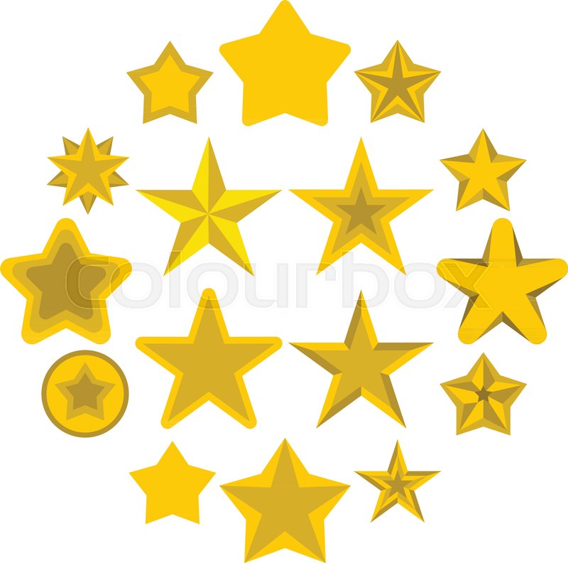 Flat star icons set. Universal star ... | Stock vector | Colourbox