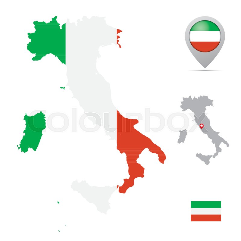 Italy map in national flag colors, ... | Stock vector | Colourbox