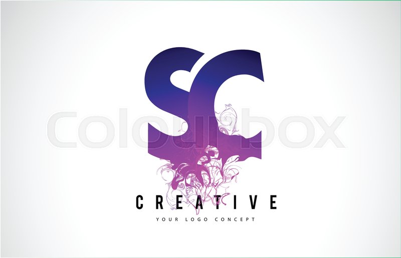 SC S C Purple Letter Logo Design with ... | Stock vector | Colourbox