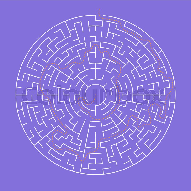 Round big labyrinth game with solution ... | Stock vector | Colourbox
