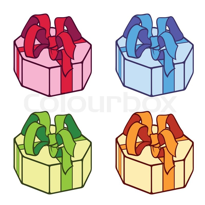 A set of four small present boxes with ... | Stock Vector | Colourbox