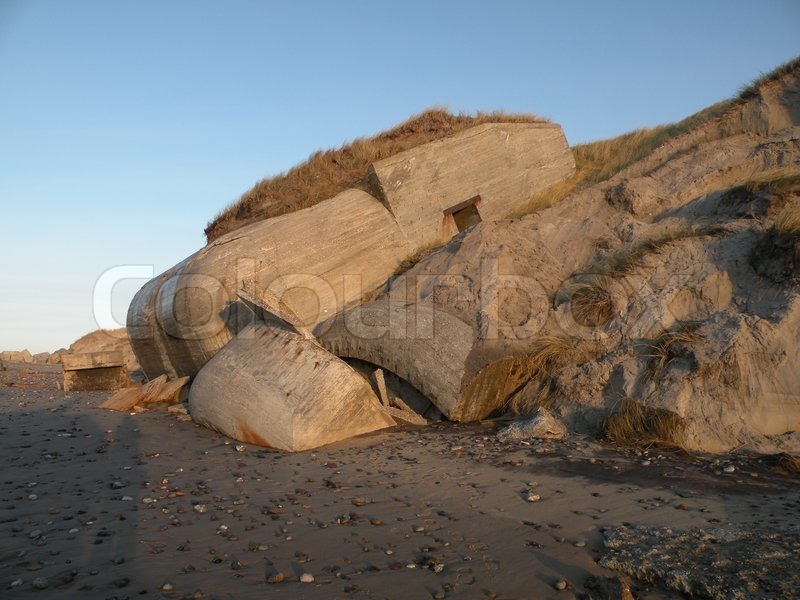 Bunker ruins at north sea in Denmark | Stock Photo | Colourbox