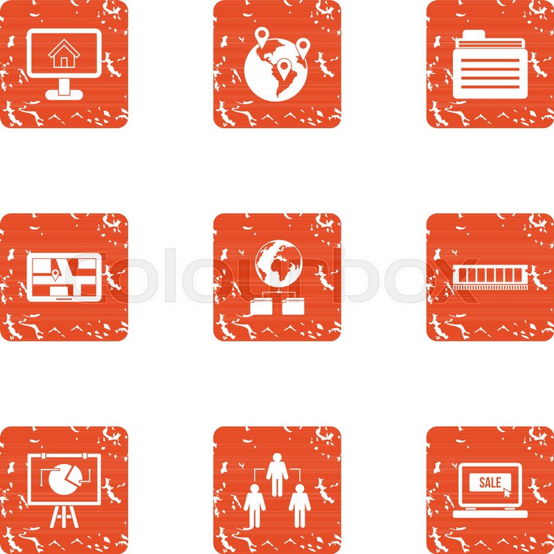 Business conditions icons set. Grunge ... | Stock vector | Colourbox