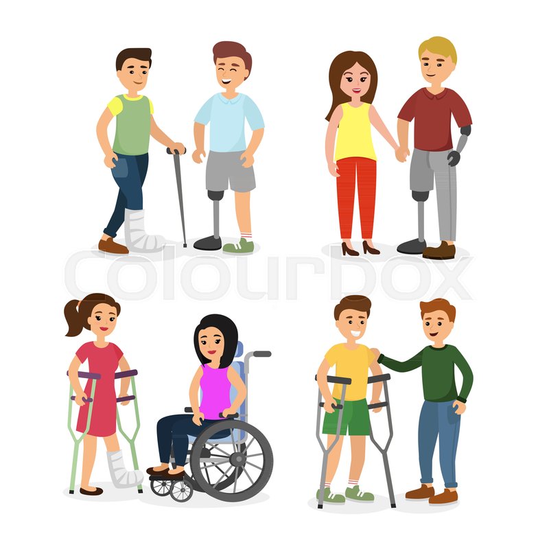 Vector illustration set of disabled ... | Stock vector | Colourbox