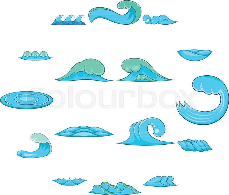 Waves icons set. Cartoon illustration ... | Stock vector | Colourbox