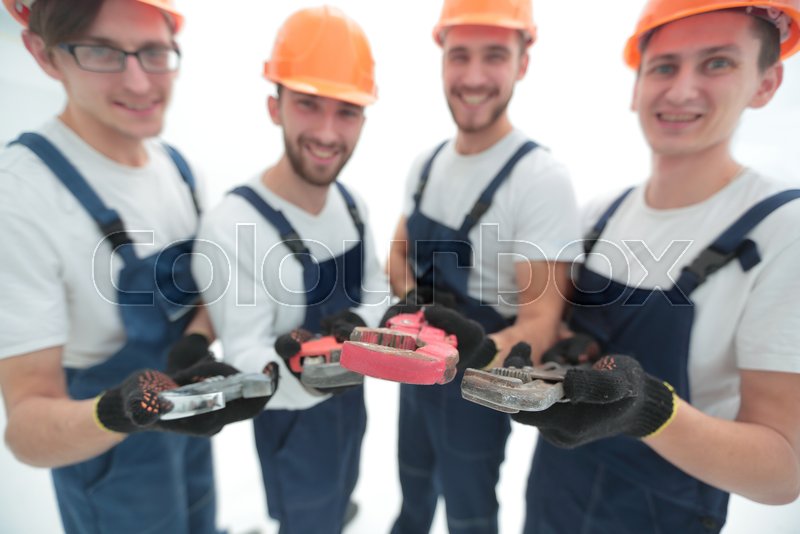 Closeup.image of a group of builders ... | Stock image | Colourbox