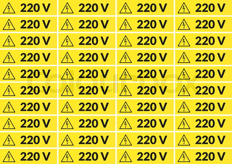Set of 220 volt main voltage sticker ... | Stock image | Colourbox