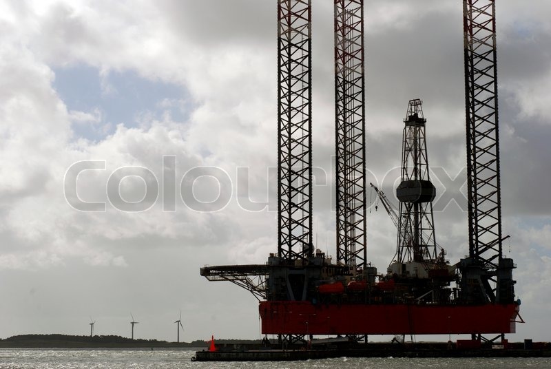 Closeup of ocean oil rig docked in ... | Stock image | Colourbox
