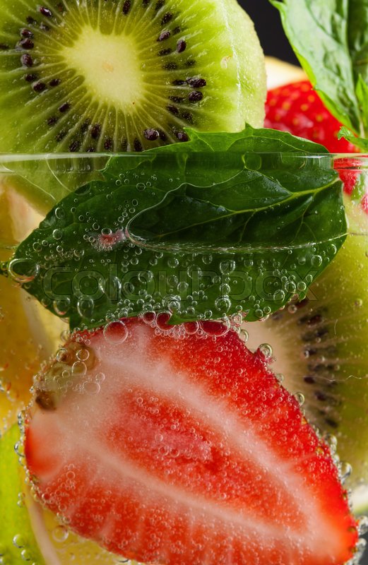 Fresh fruits and berries with mint ... | Stock image | Colourbox