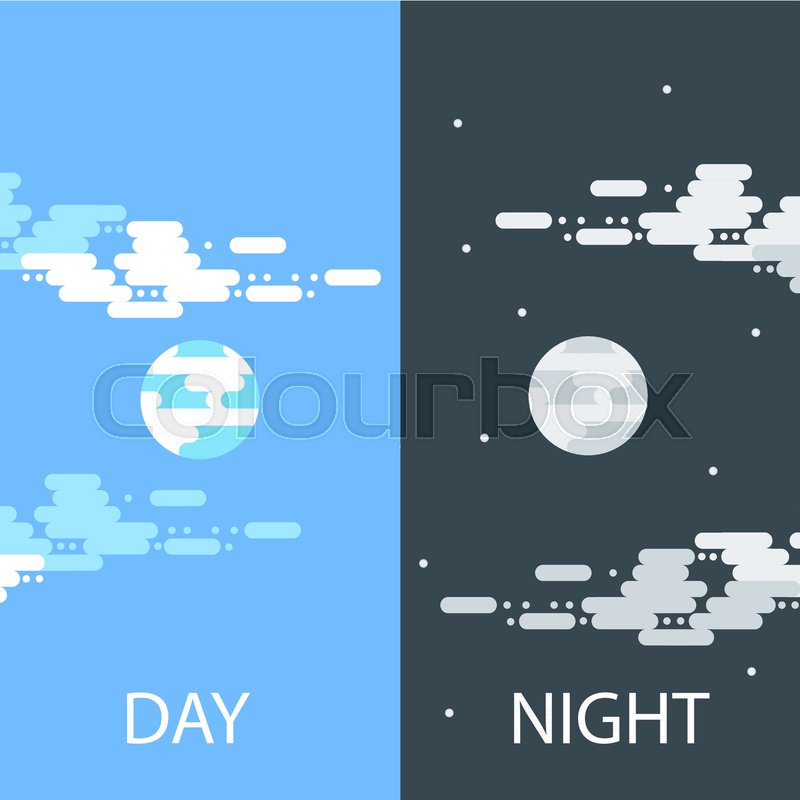 Day and night vector flat ... | Stock vector | Colourbox