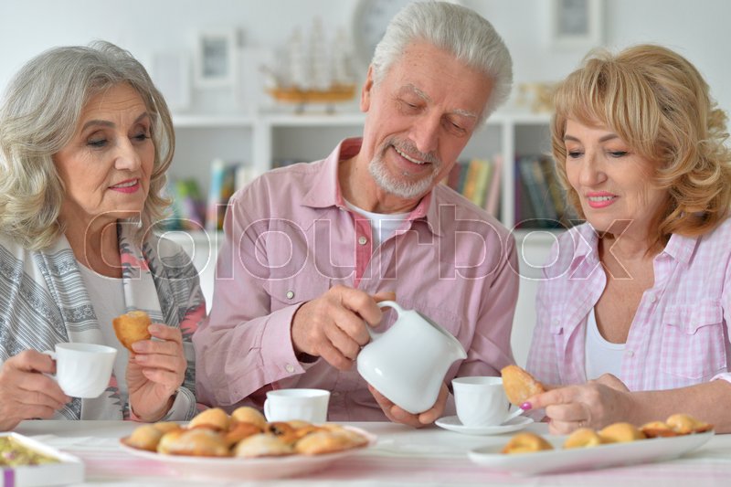 Old People Drinking Tea