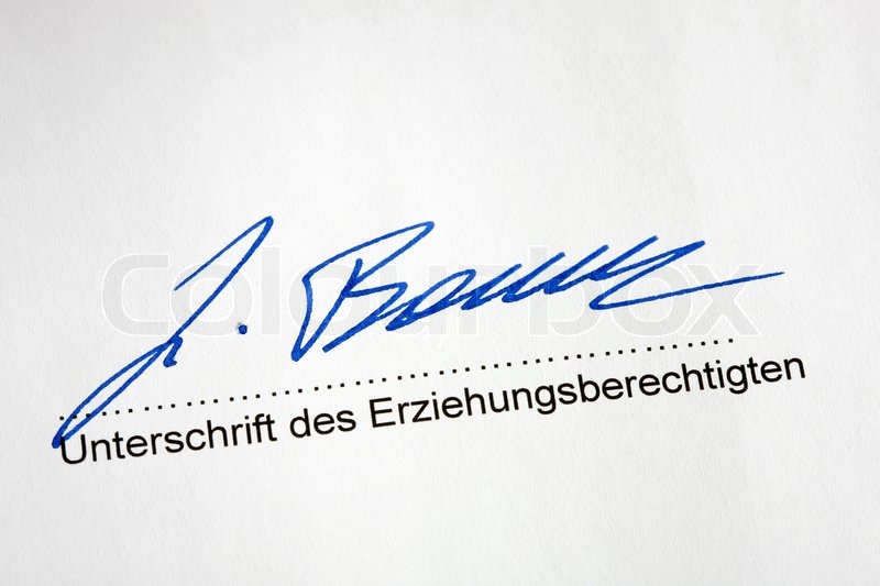 Hand-written signature on an official ... | Stock image | Colourbox