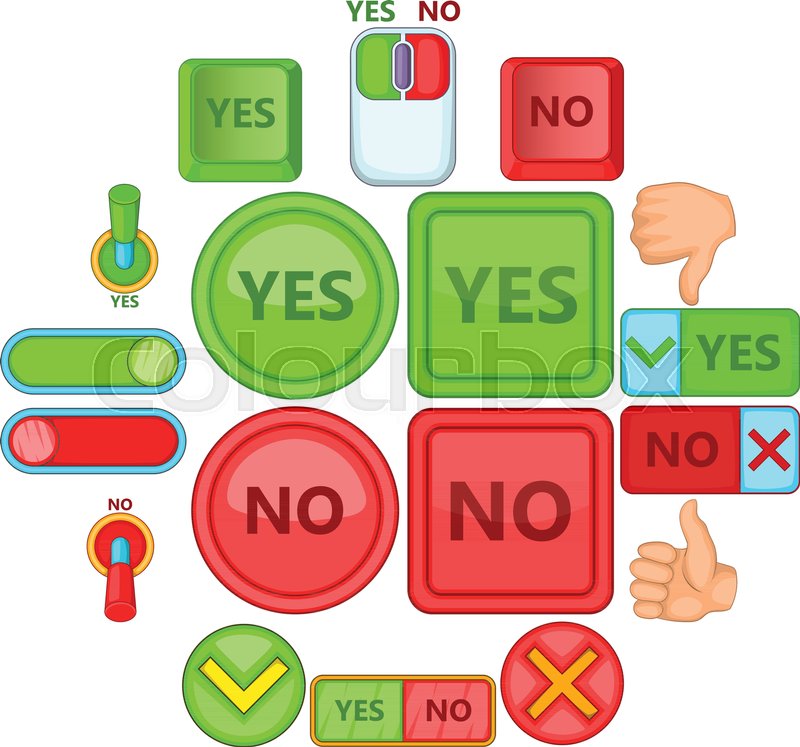 Yes no icons set. Cartoon illustration ... | Stock vector | Colourbox