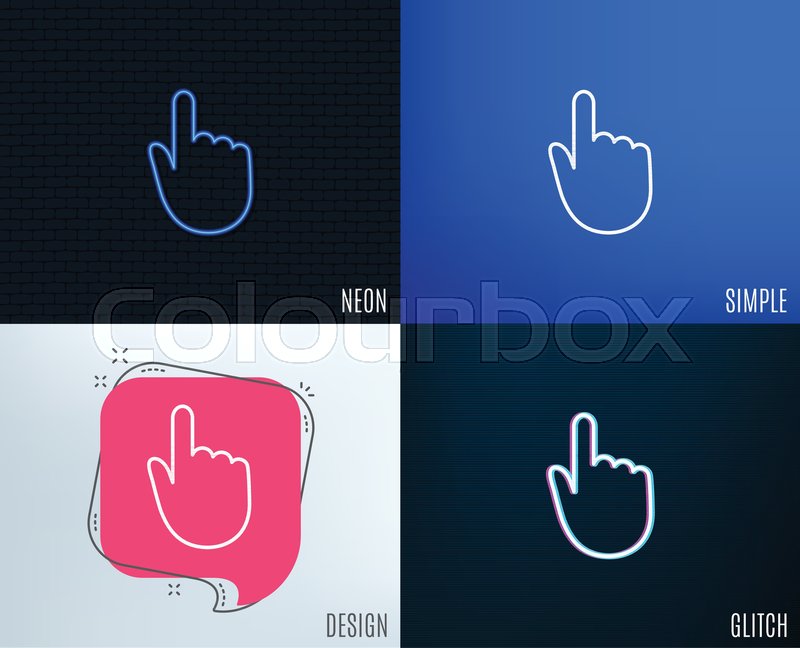 Glitch, Neon effect. Hand Click line ... | Stock vector | Colourbox