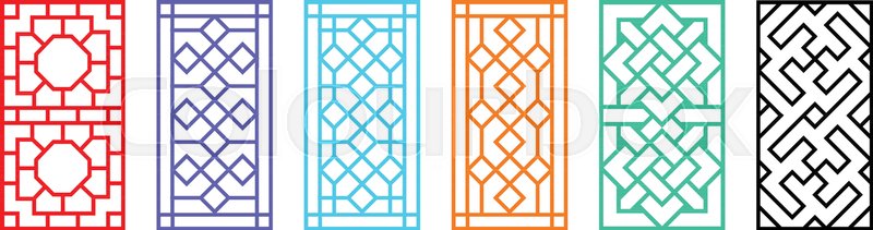 Rectangle Chinese window frame in flat ... | Stock vector | Colourbox