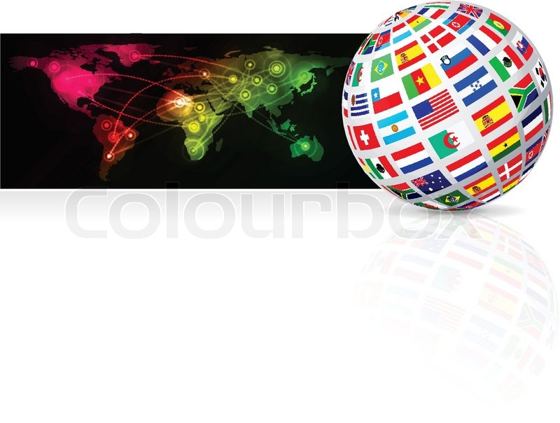 Globe frome flag on world map ... | Stock vector | Colourbox