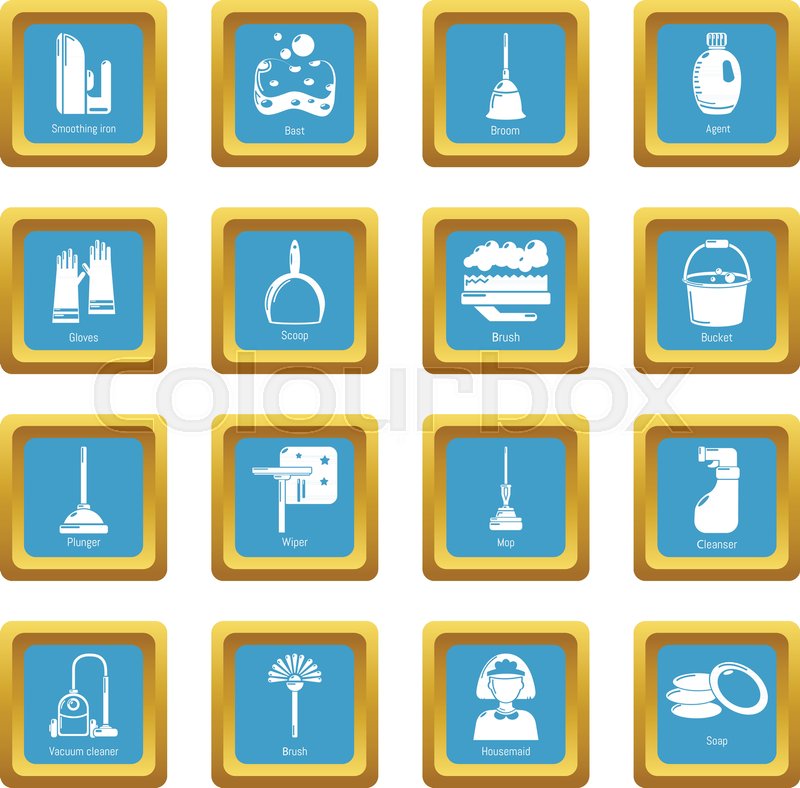 Cleaning tools icons set vector ... | Stock vector | Colourbox