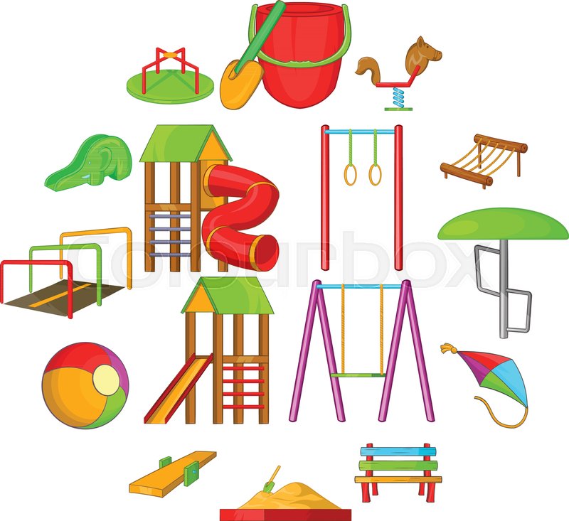 Playground icons set in cartoon style ... | Stock vector | Colourbox