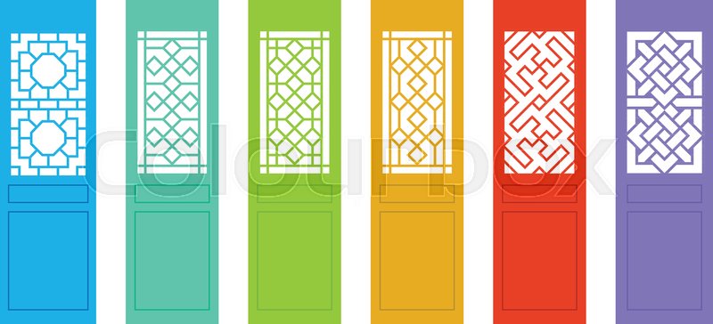 Rectangle Chinese door with pattern in ... | Stock vector | Colourbox