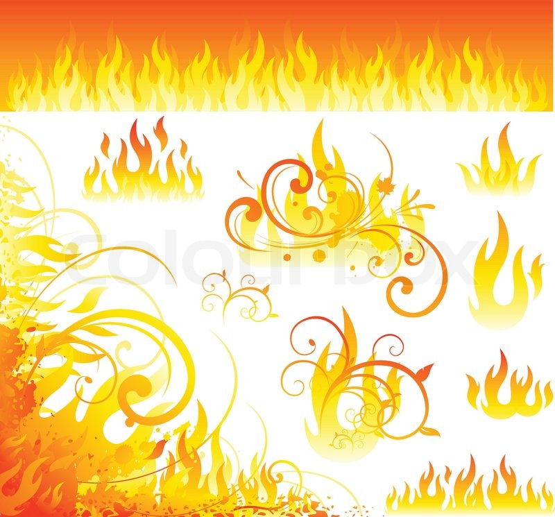 Fire flames symbol set | Stock vector | Colourbox