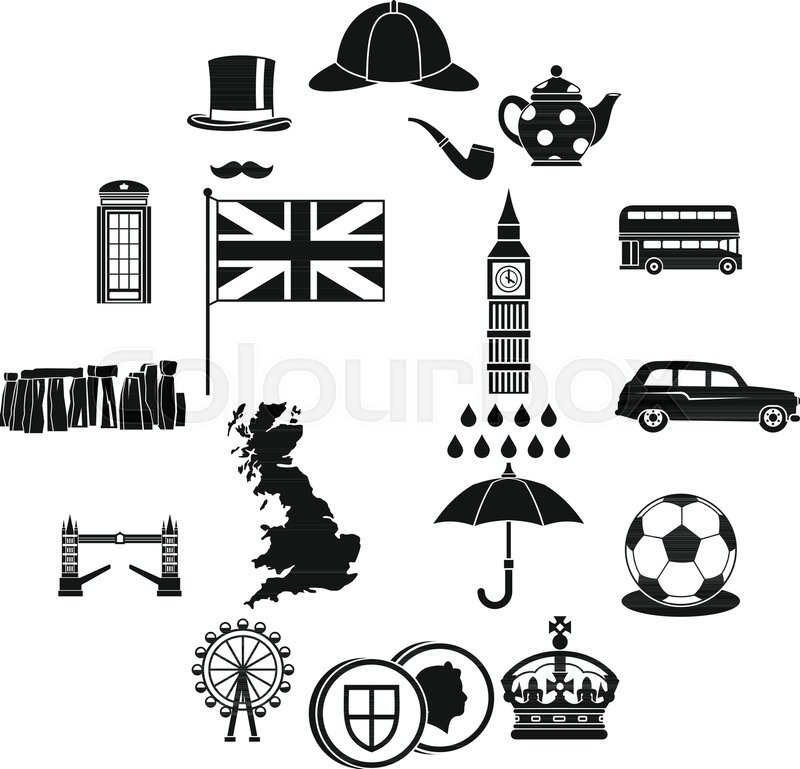 Great Britain icons set in simple ... | Stock vector | Colourbox