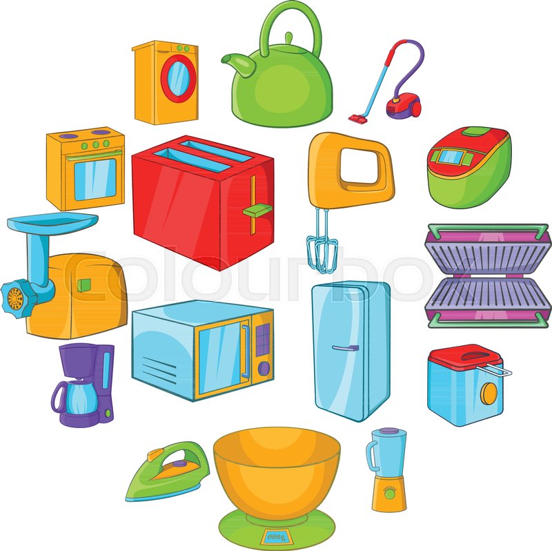 Household appliances icons set in ... | Stock vector | Colourbox
