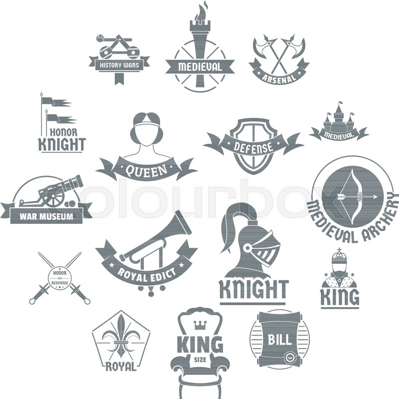 Knight Medieval Logo Icons Set Simple Stock Vector Colourbox