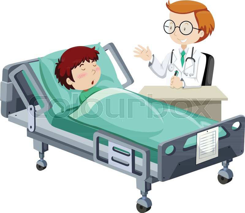 A Sick Boy Sleeping in Hospital ... | Stock vector | Colourbox